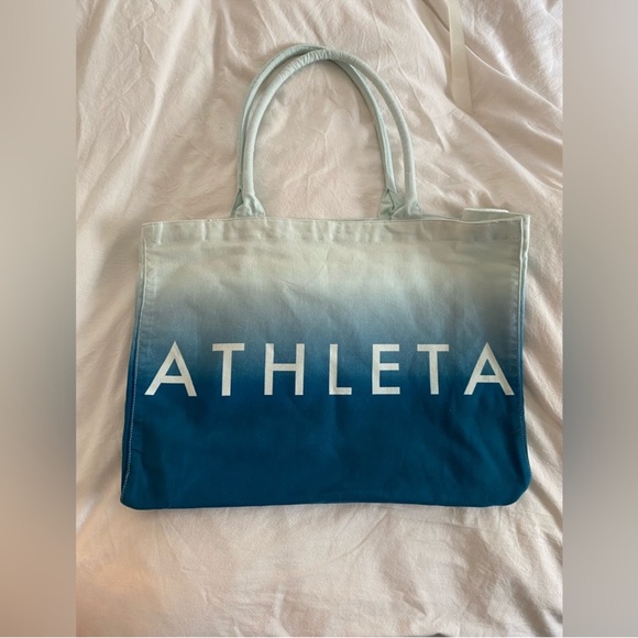 Athleta | Bags | Athleta Blue And White Tote Bag With Gradient Design ...